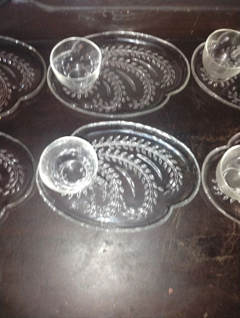 Dining | Vintage Federal Glass Homestead Wheat Clear Glass Snack Set ...